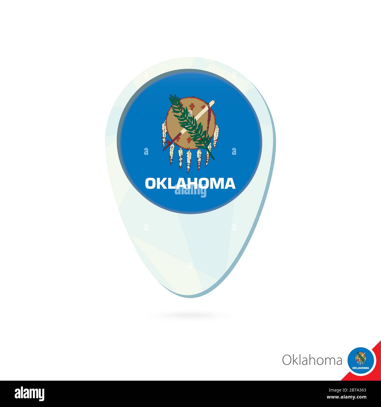 USA State Oklahoma flag location map pin icon on white background ...