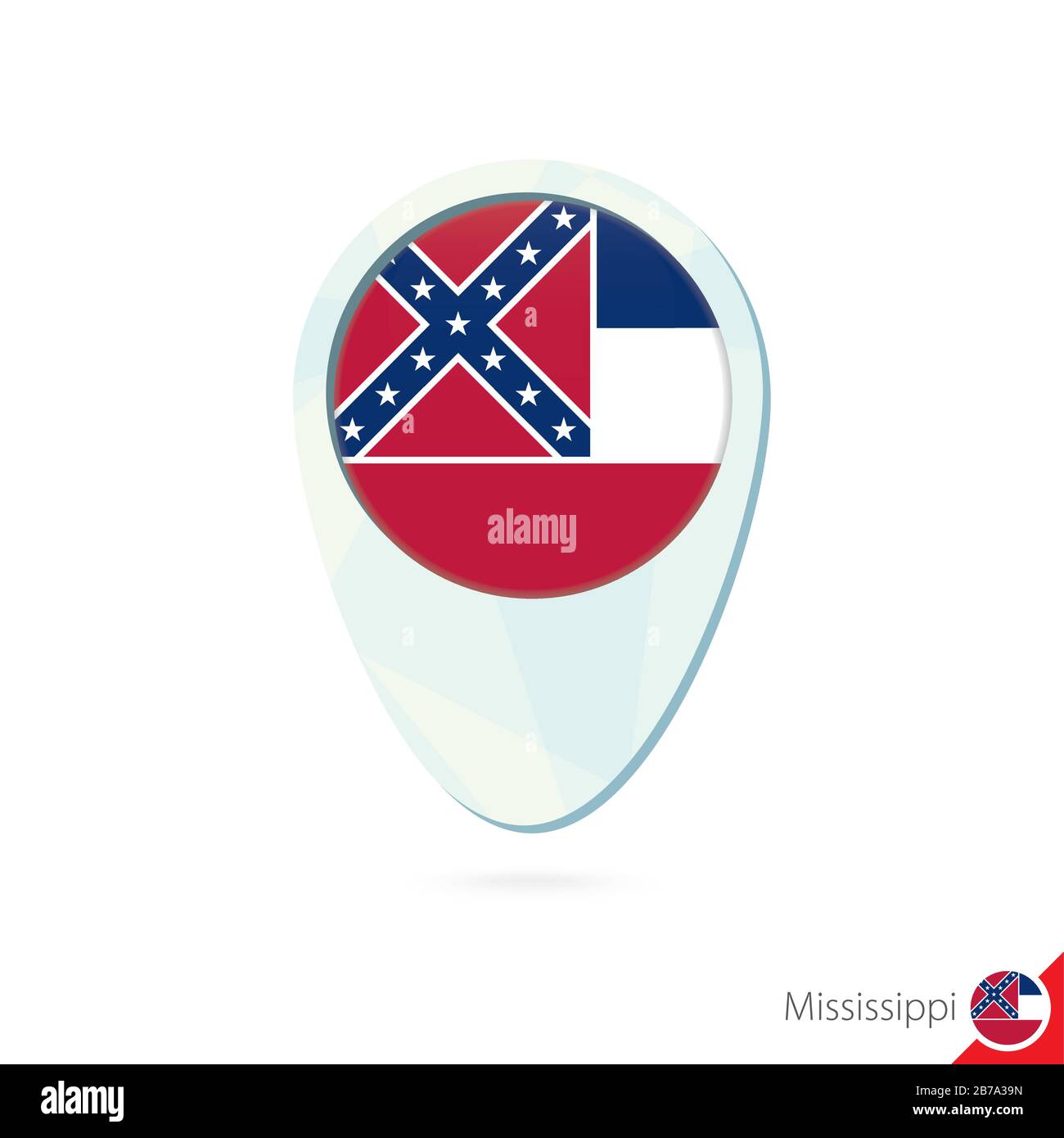 USA State Mississippi flag location map pin icon on white background ...