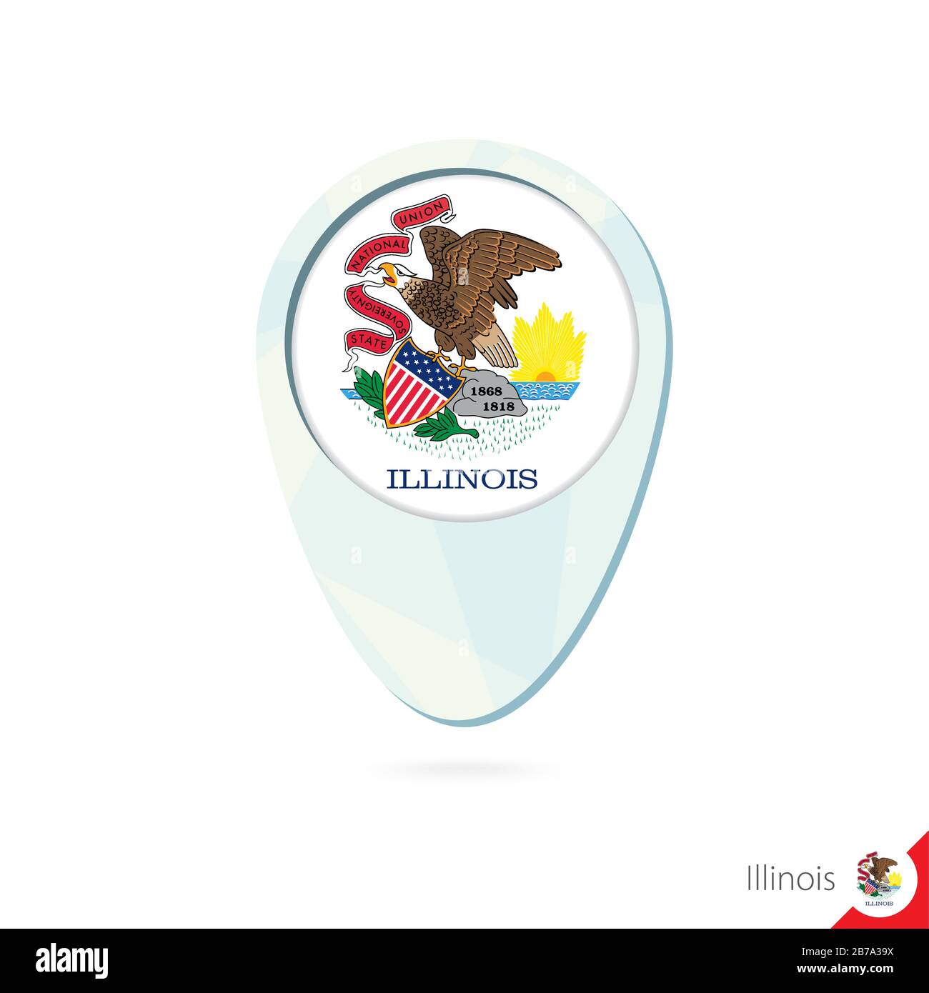 USA State Illinois flag location map pin icon on white background ...