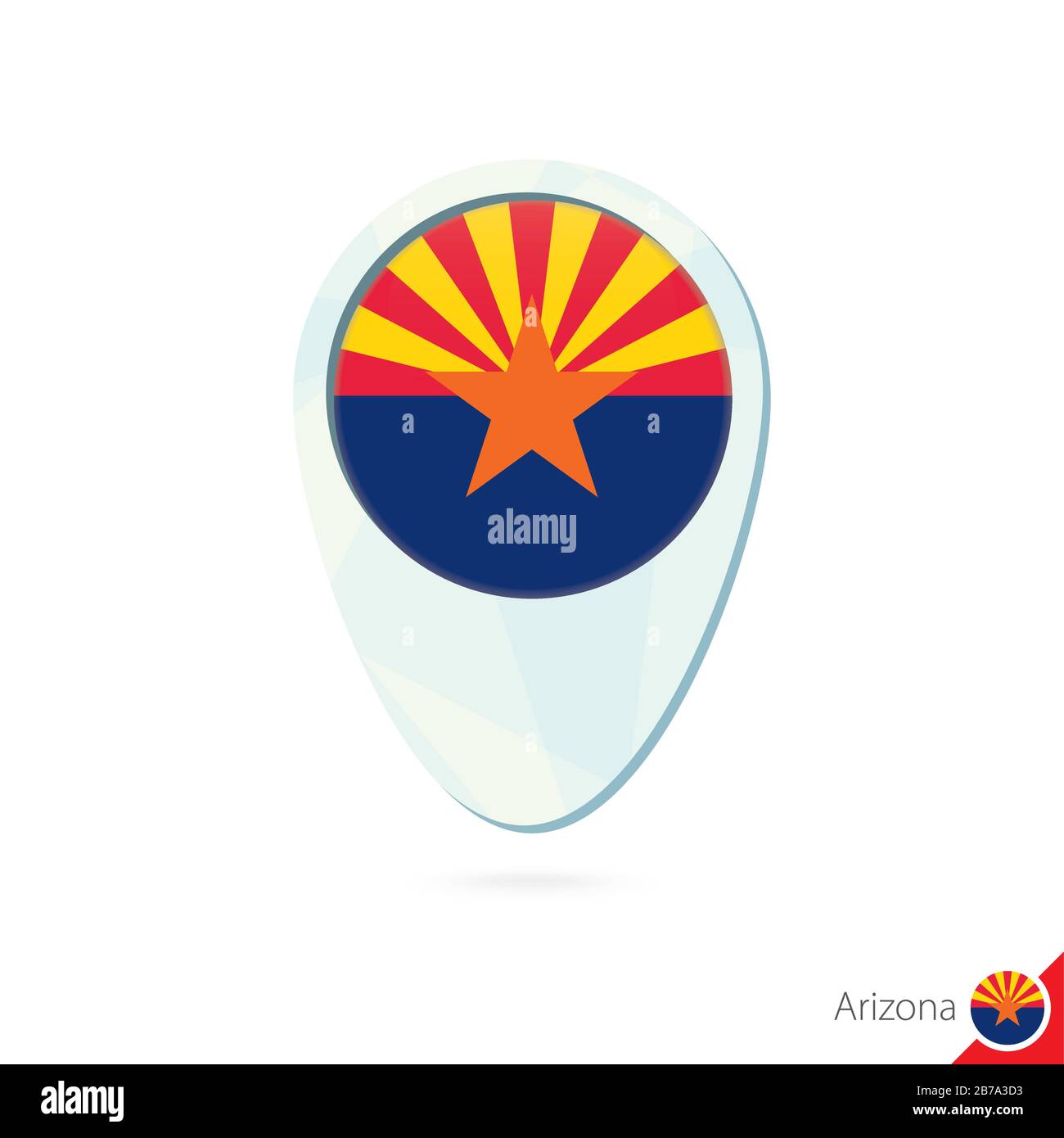 USA State Arizona flag location map pin icon on white background ...