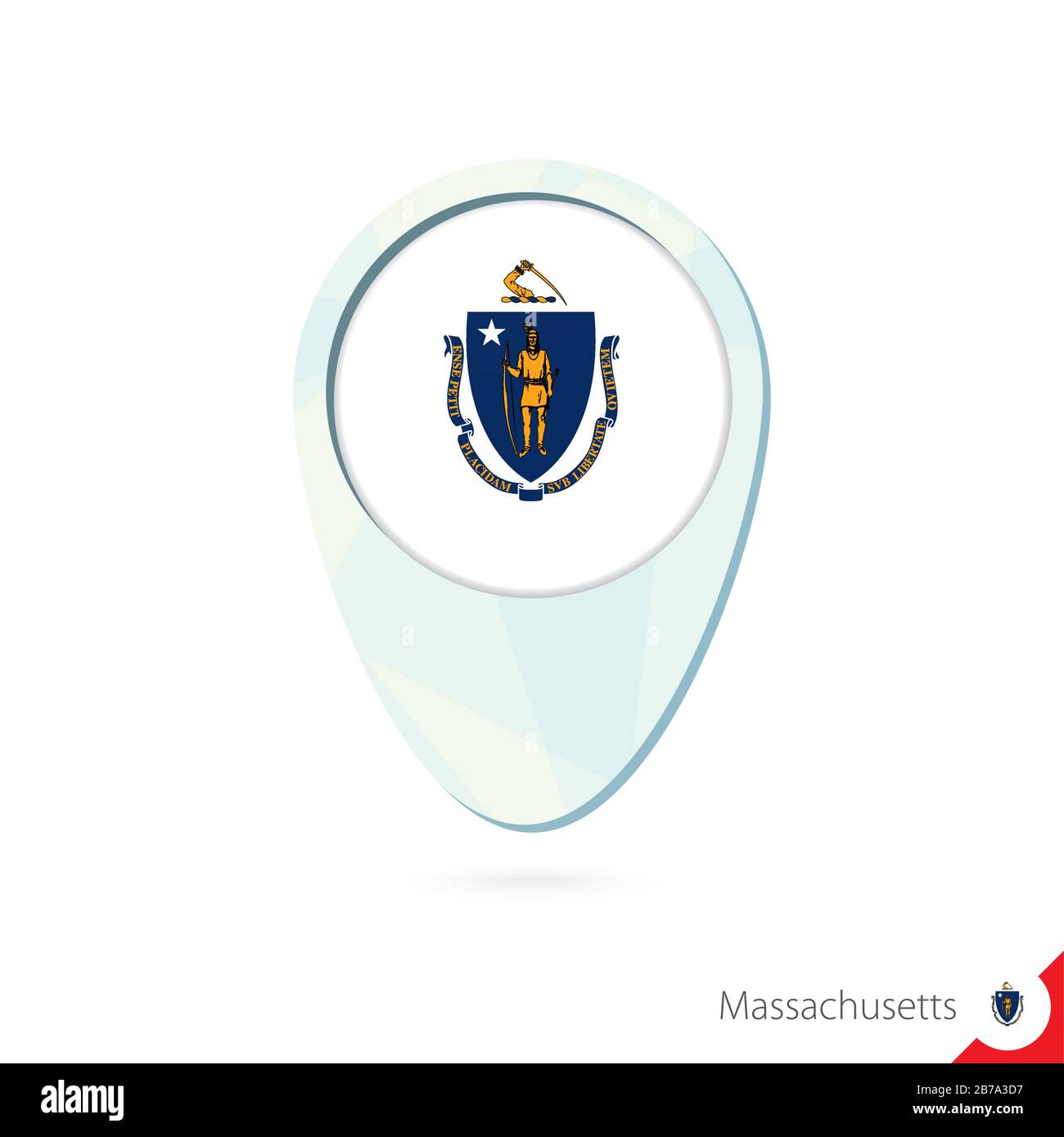USA State Massachusetts flag location map pin icon on white background ...