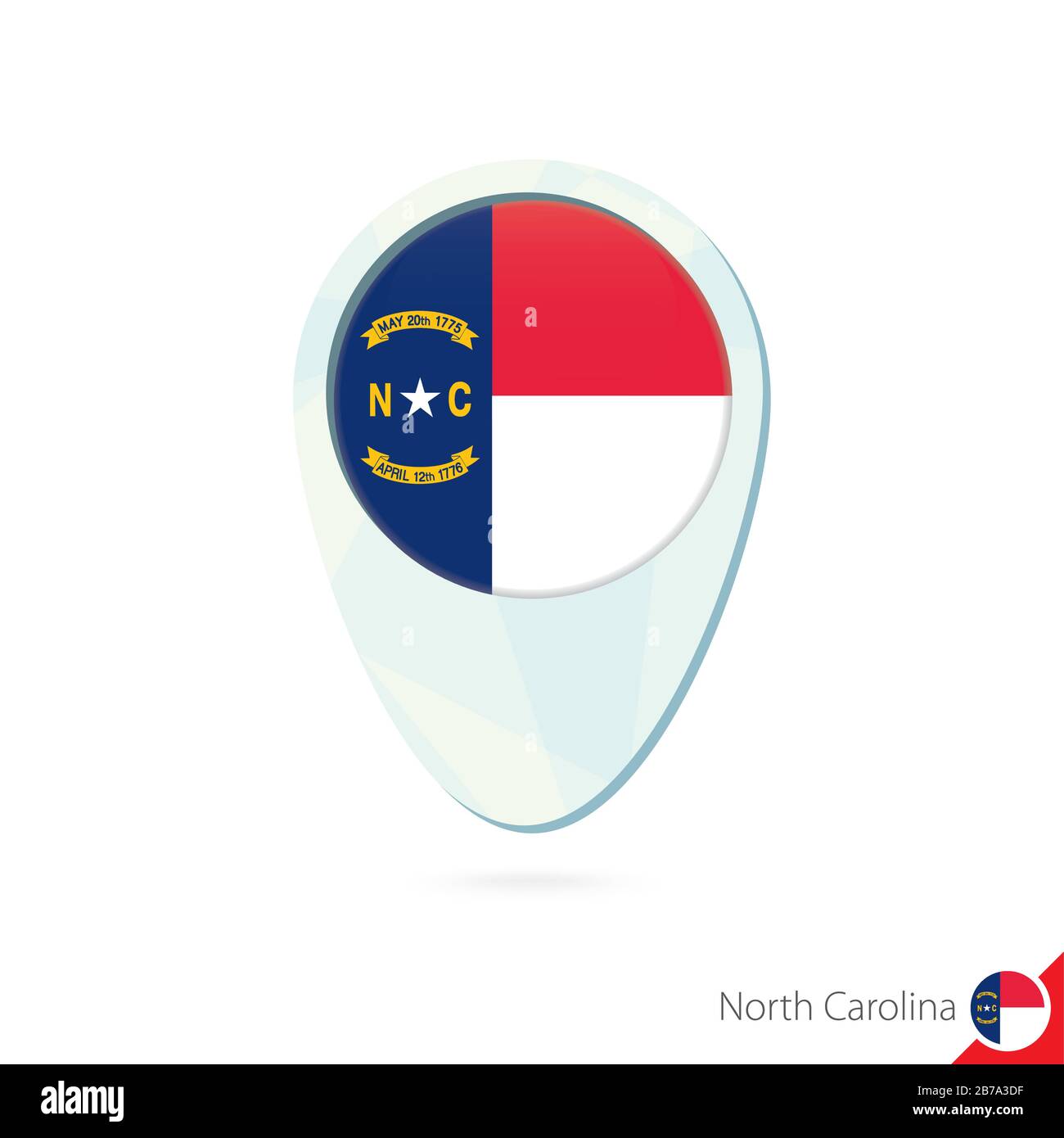 USA State North Carolina flag location map pin icon on white background ...