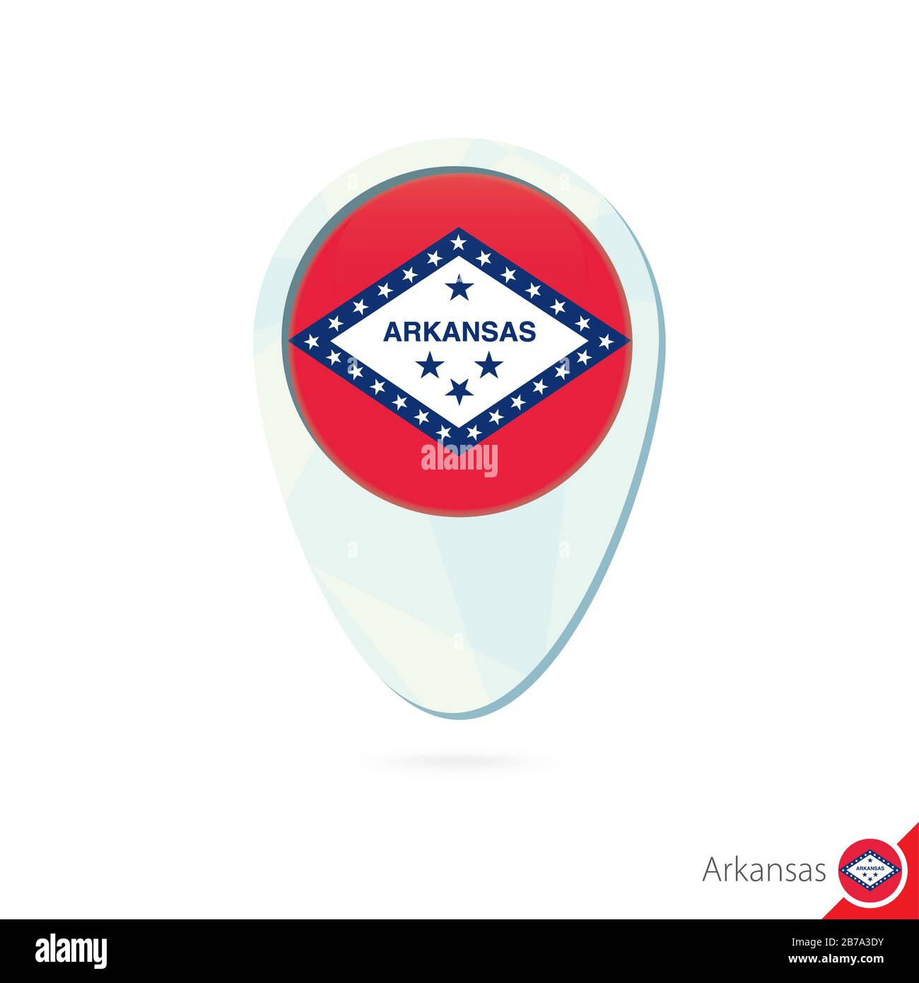 USA State Arkansas flag location map pin icon on white background ...