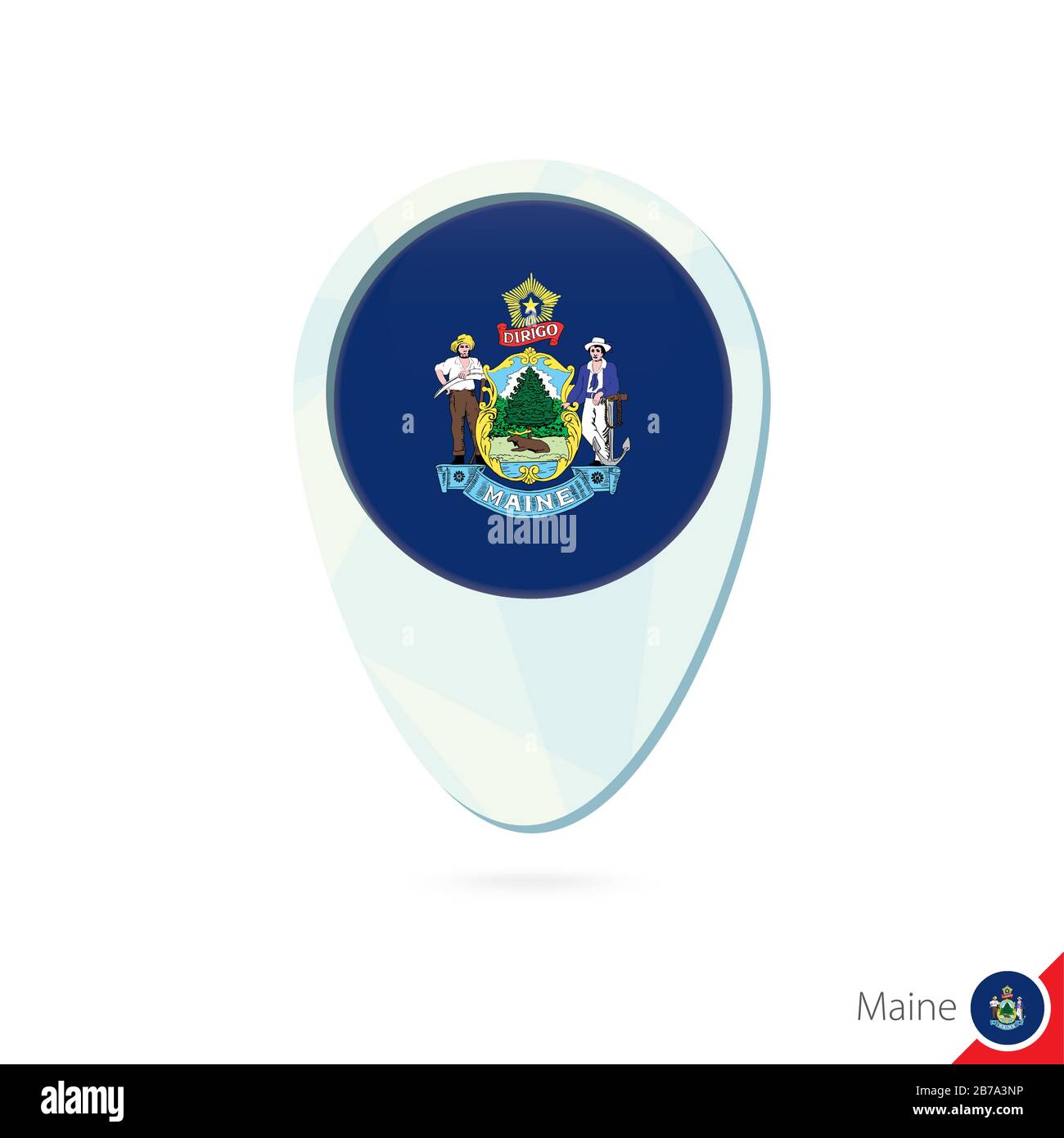 USA State Maine flag location map pin icon on white background. Vector ...