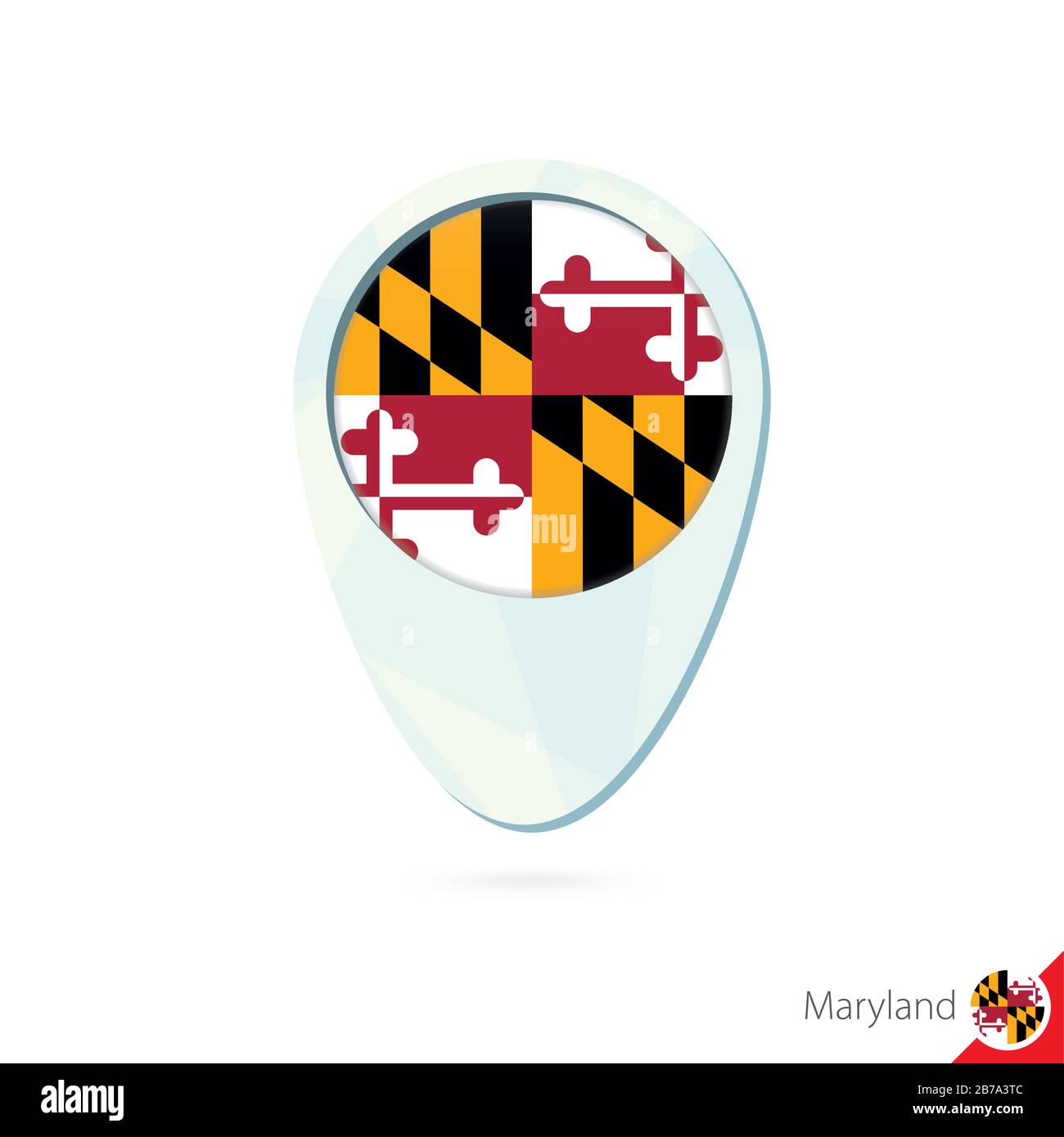 USA State Maryland flag location map pin icon on white background ...