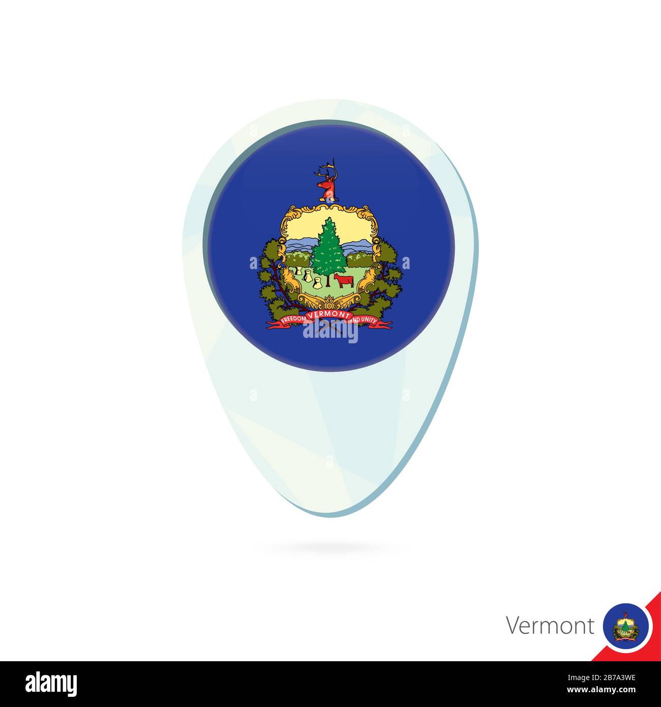USA State Vermont flag location map pin icon on white background ...