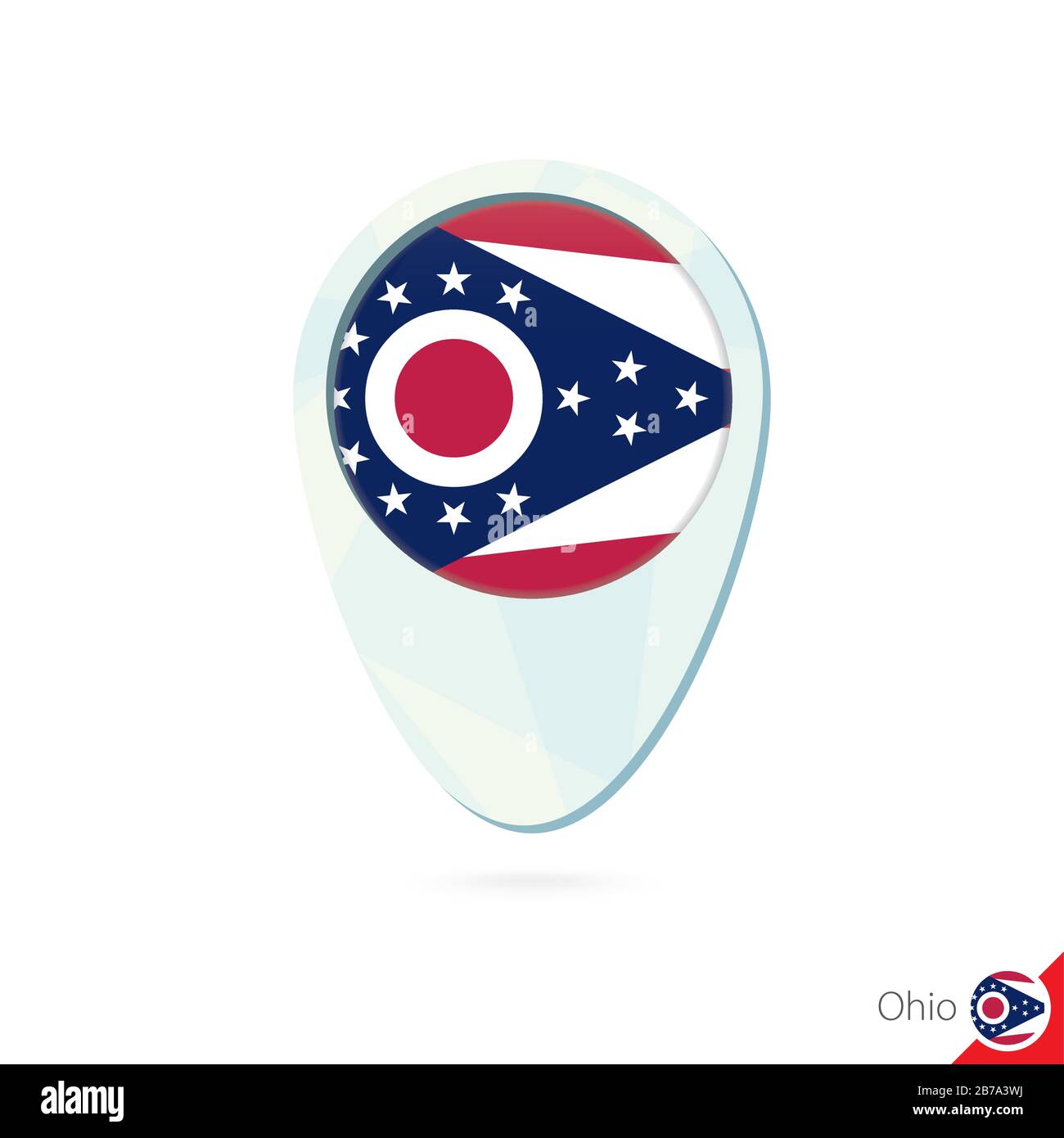 USA State Ohio flag location map pin icon on white background. Vector ...