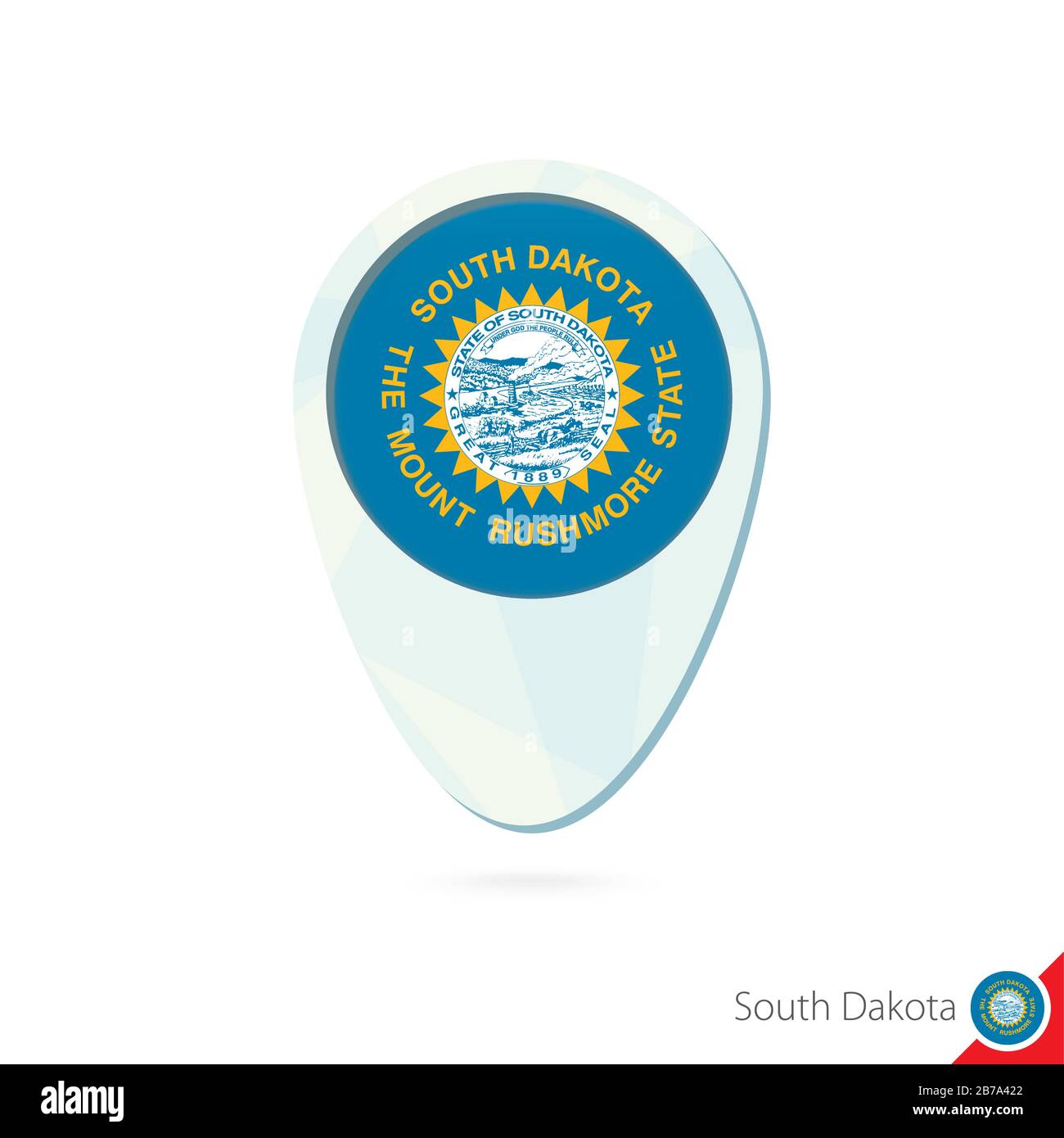 USA State South Dakota flag location map pin icon on white background ...