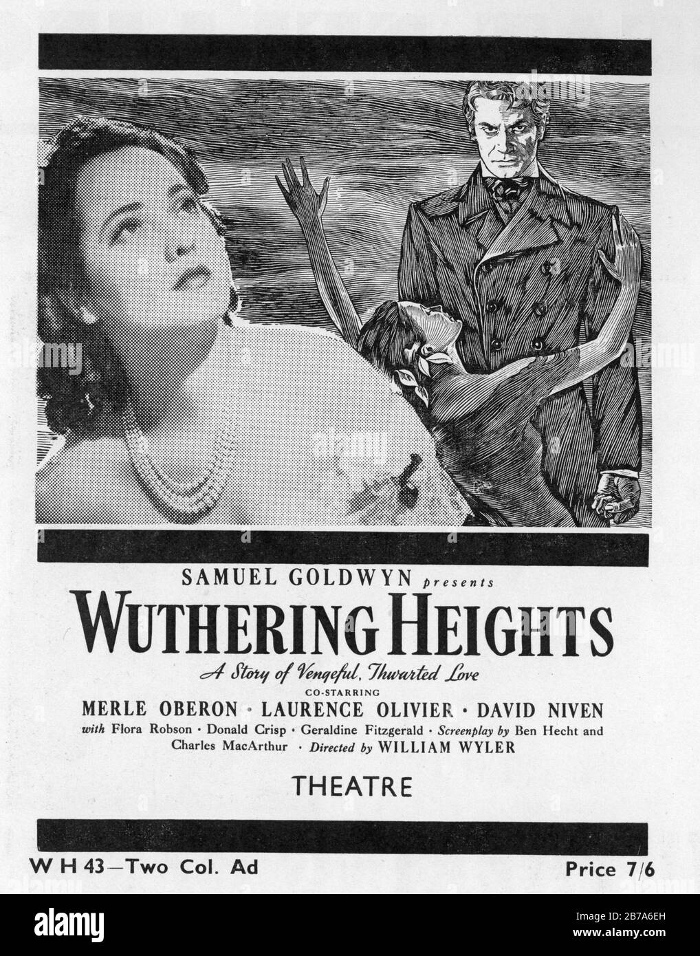 MERLE OBERON as Cathy LAURENCE OLIVIER as Heathcliff and GERALDINE FITZGERALD as Isabella in ...