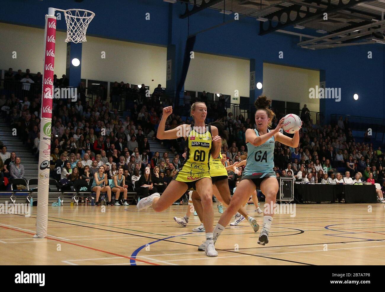 Surrey Storm's Katy Hughes (right) and Manchester Thunder's Eleanor ...