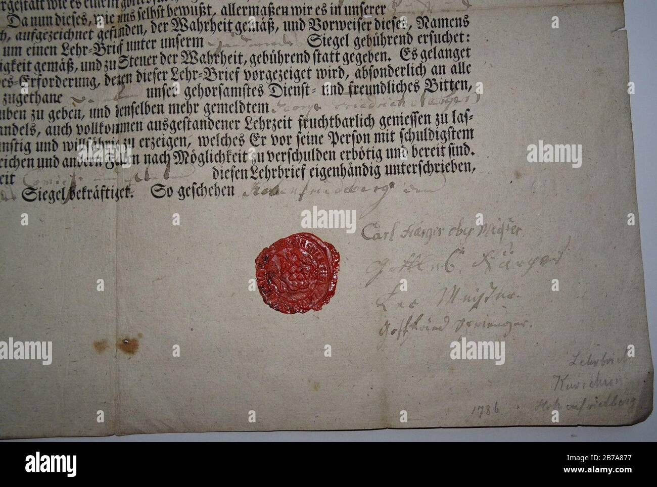 Gesellenbrief Kürschner, 1786 (2 Stock Photo - Alamy