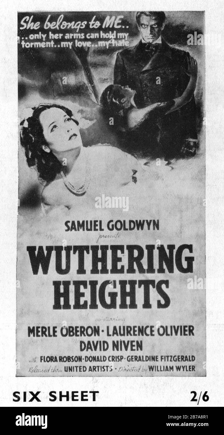 MERLE OBERON as Cathy LAURENCE OLIVIER as Heathcliff and GERALDINE FITZGERALD as Isabella in ...