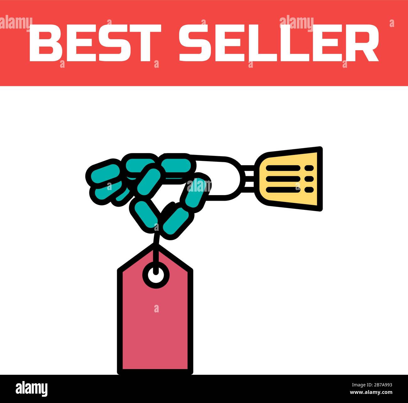 Robotic hand label icon. Cyber glove for virtual reality. Innovative ...