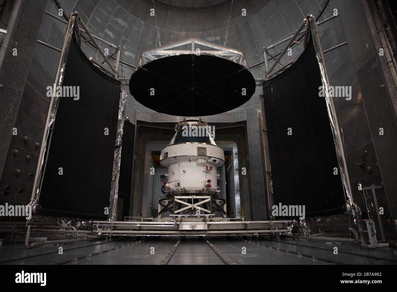 The Orion spacecraft seen during the Nasa Unveil event. The spacecraft ...