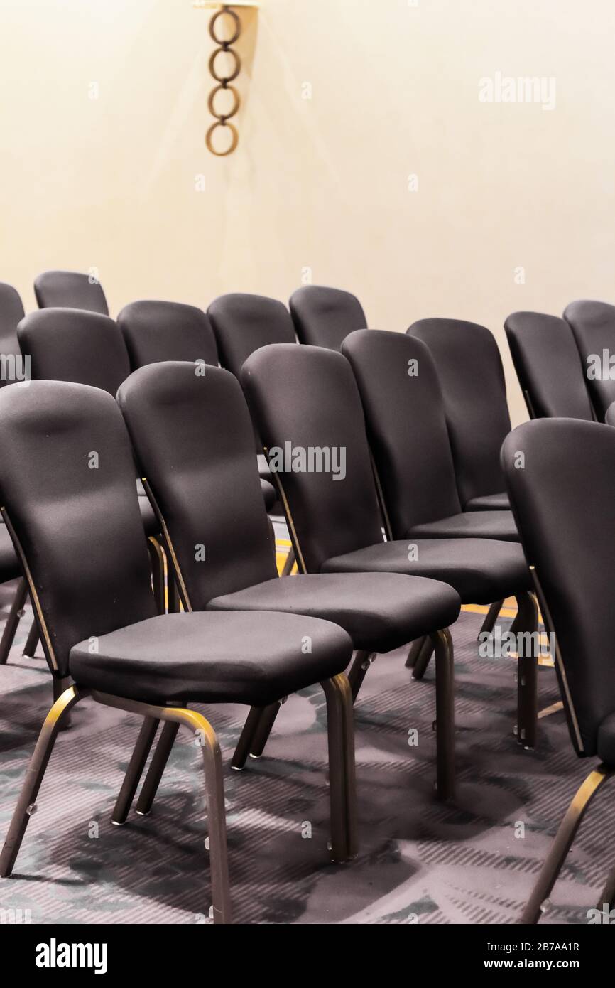 Empty chairs in a hotel conference room, business and interior design ...
