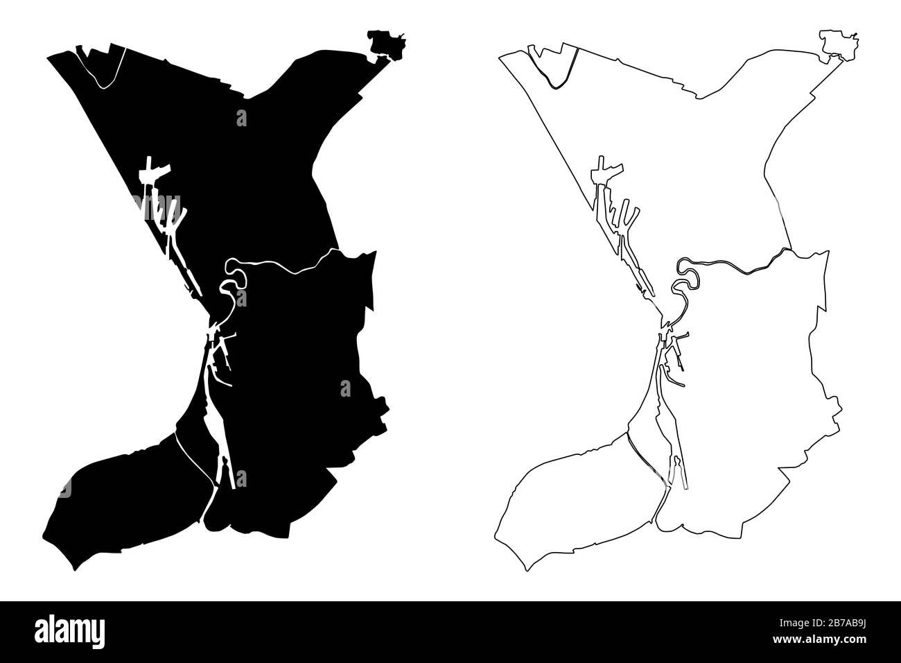 Bremerhaven City (Federal Republic of Germany, Bremen) map vector ...