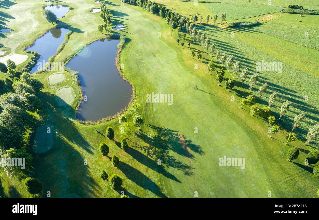 Panoramic of Golf Club - Aerial view Stock Photo - Alamy