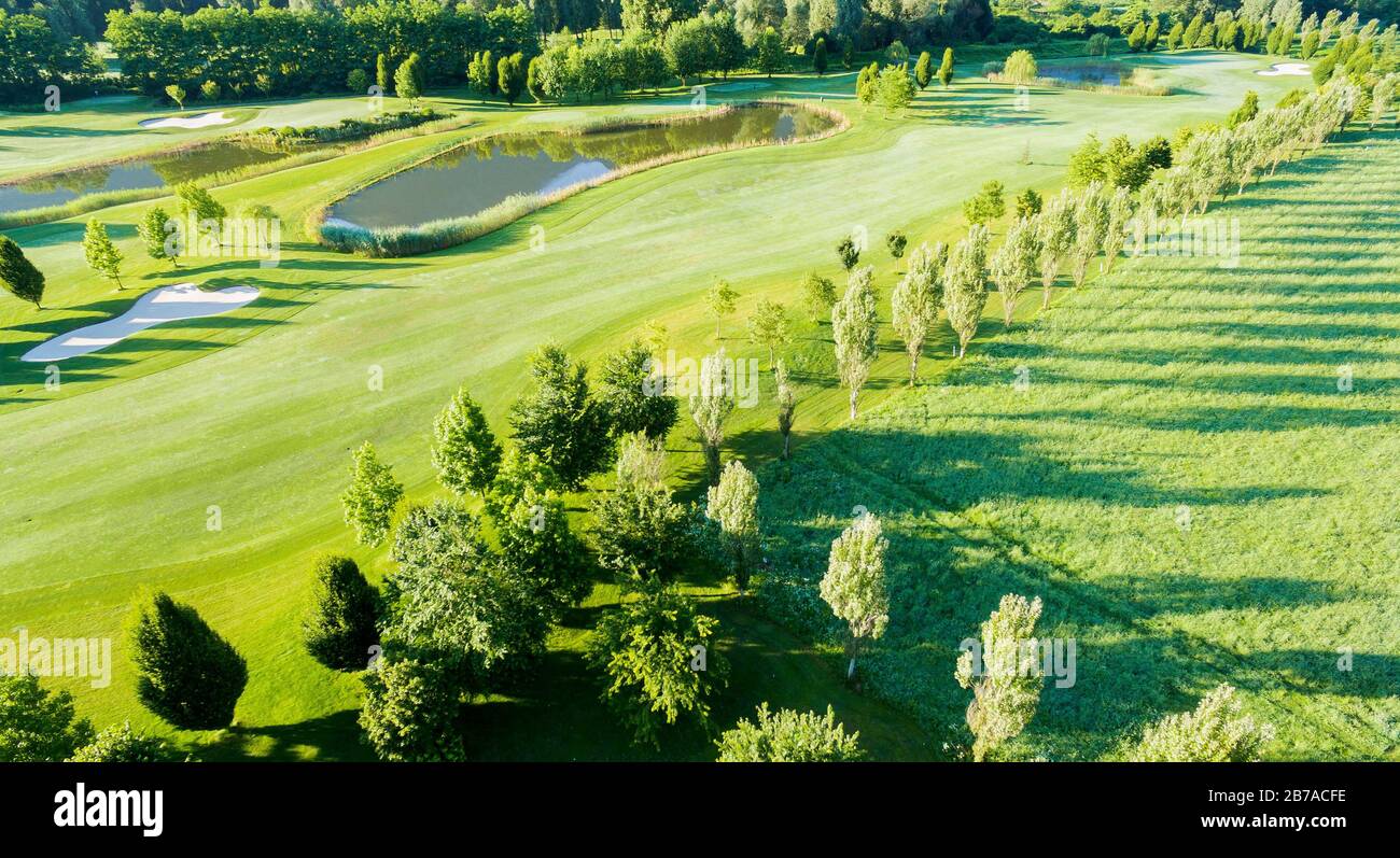 Panoramic of Golf Club - Aerial view Stock Photo - Alamy