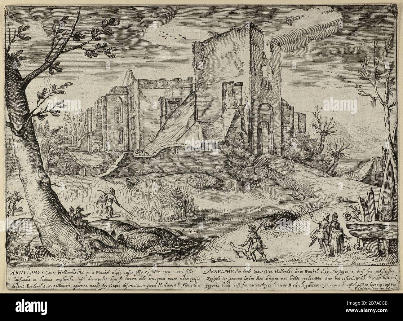 Gezicht op de ruïne van het kasteel van Brederode, nabij Haarlem Stock ...