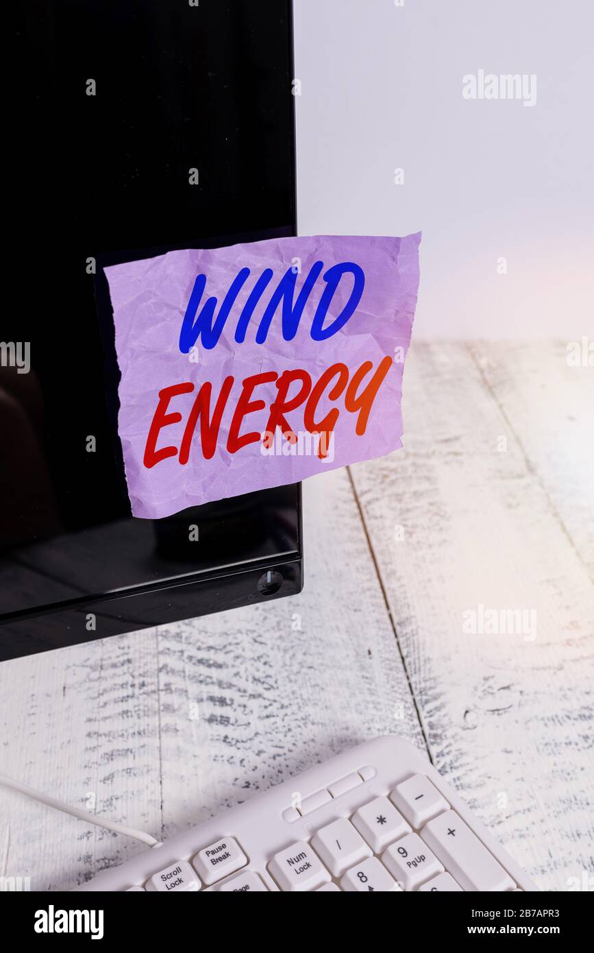 Conceptual hand writing showing Wind Energy. Concept meaning the ...