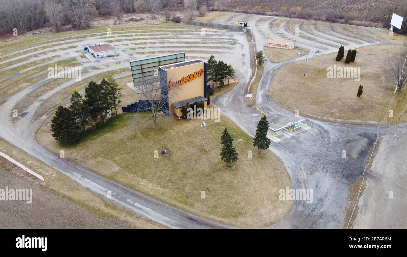 Mustang drive-in London Ontario movie theatre Aerial closed for season ...