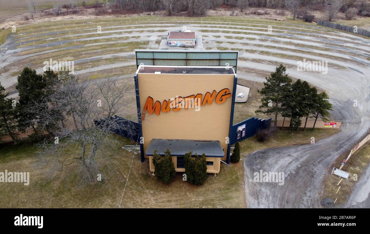 Mustang drive-in London Ontario movie theatre Aerial closed for season ...