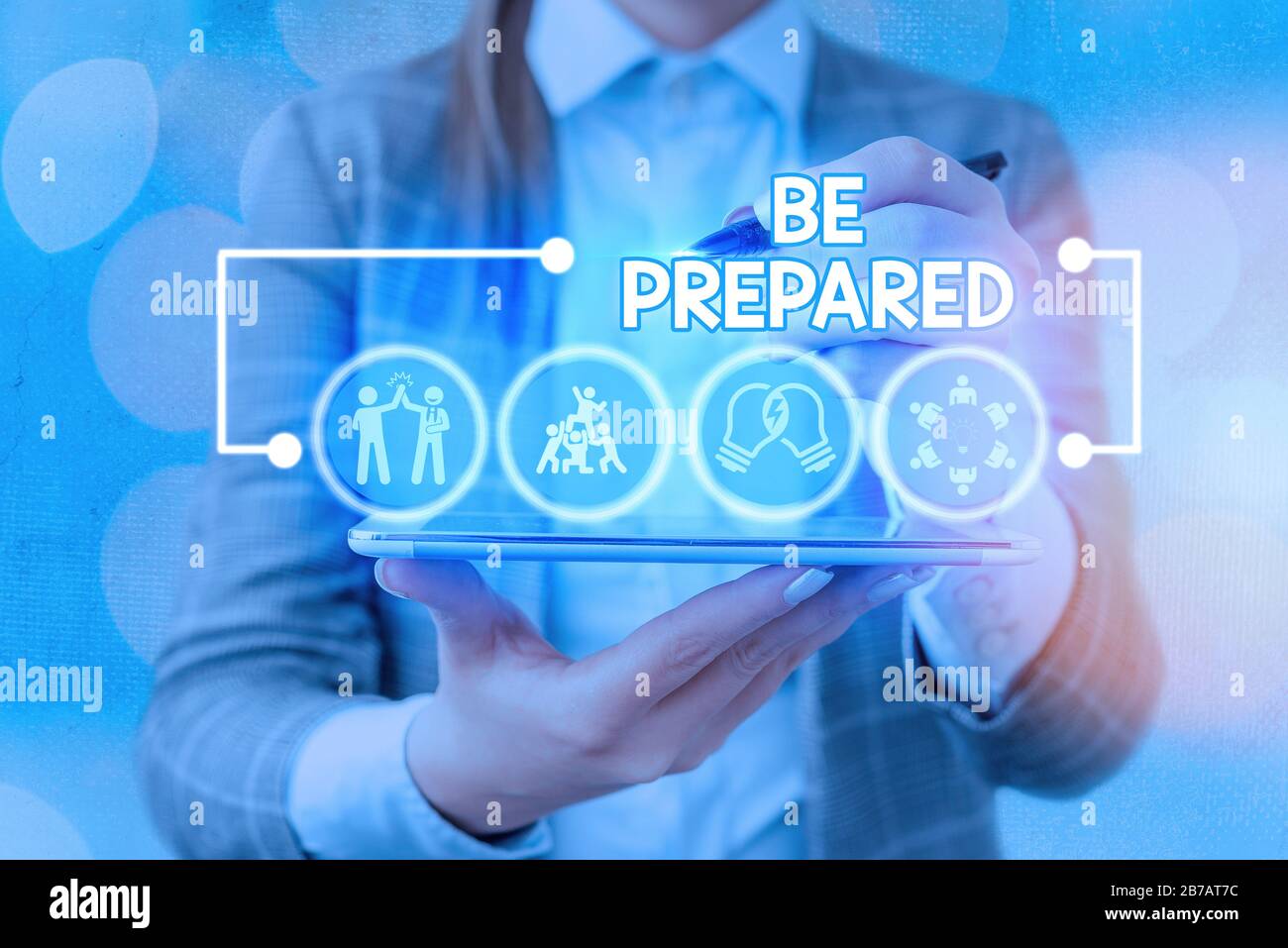 Word writing text Be Prepared. Business photo showcasing try be always ...