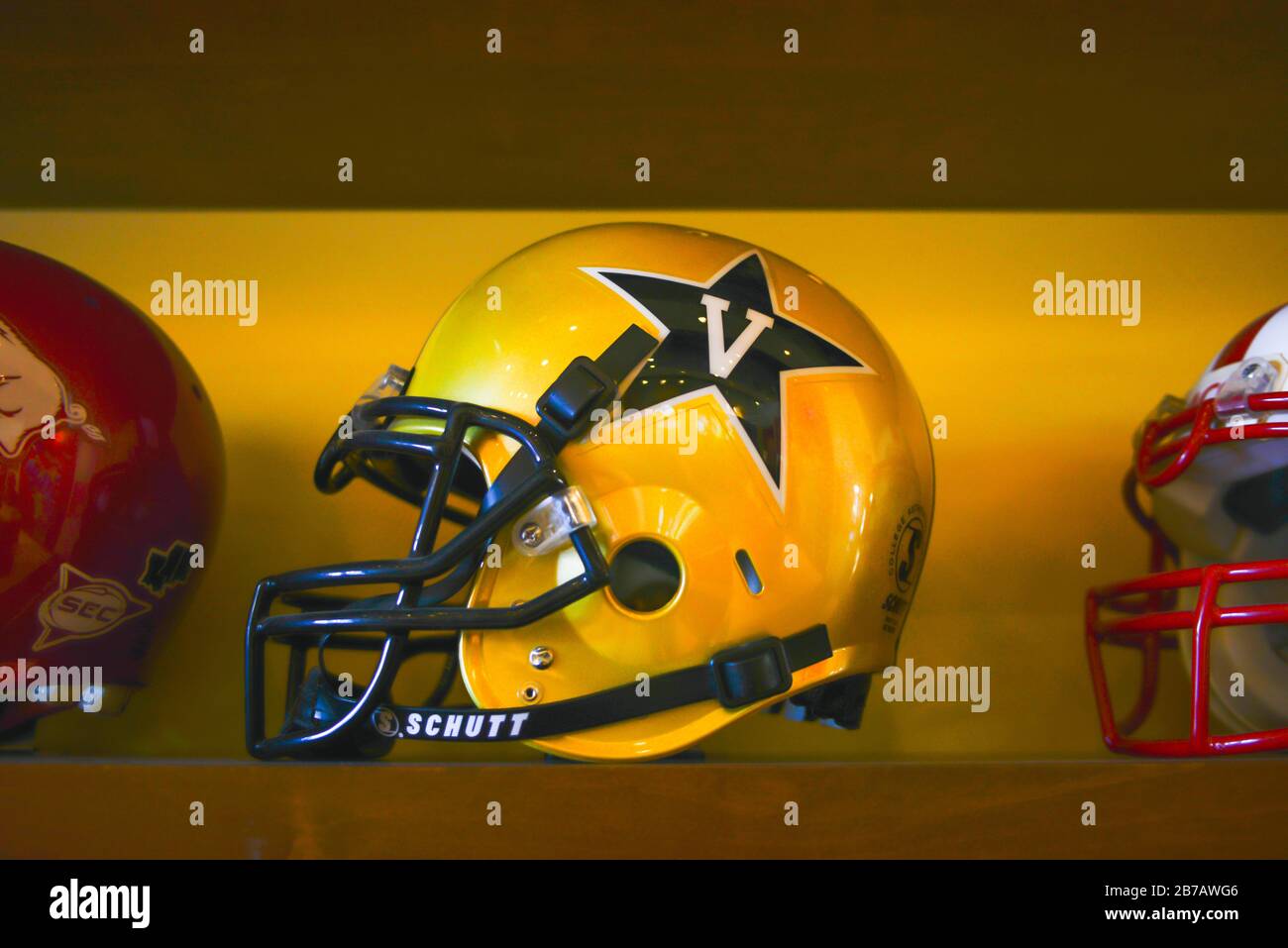 Close up of The Vanderbilt University Commodores football helmet on ...