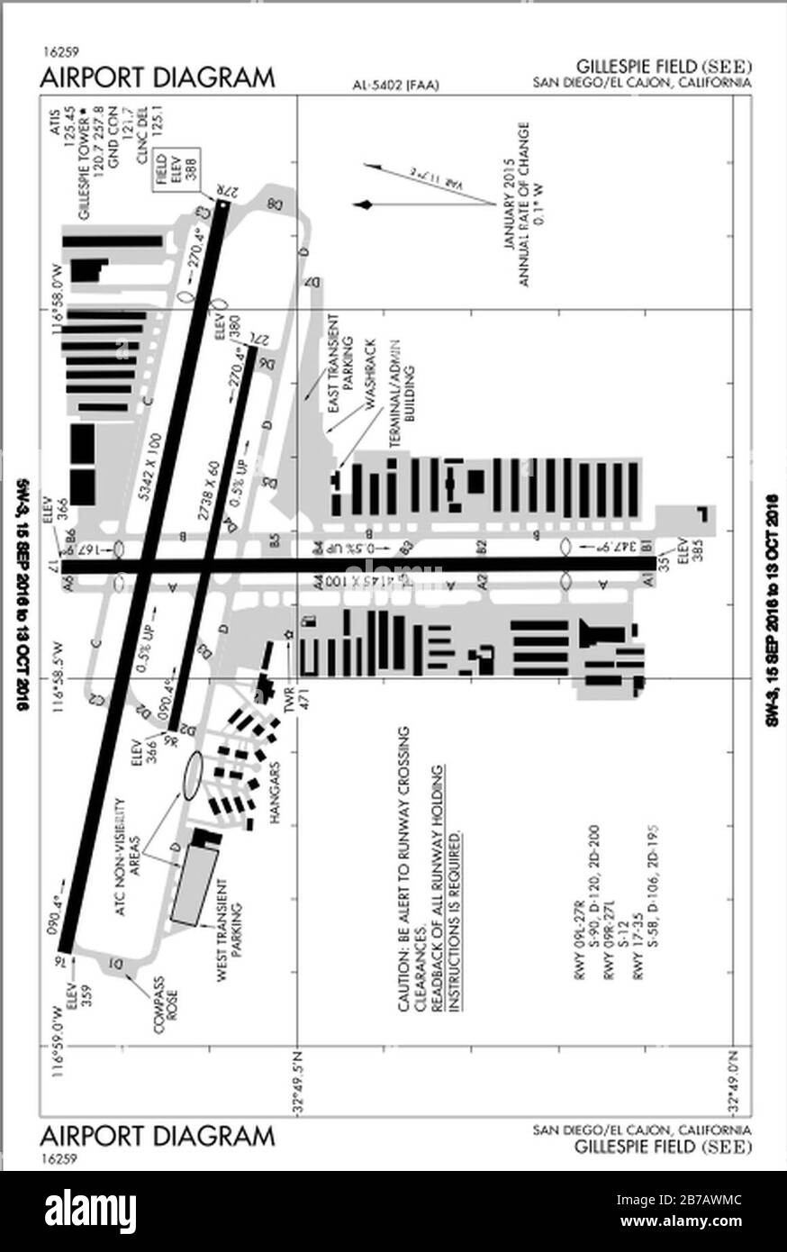 GILLESPIE FIELD KSEE SAN DIEGO CA DIAGRAM Stock Photo - Alamy