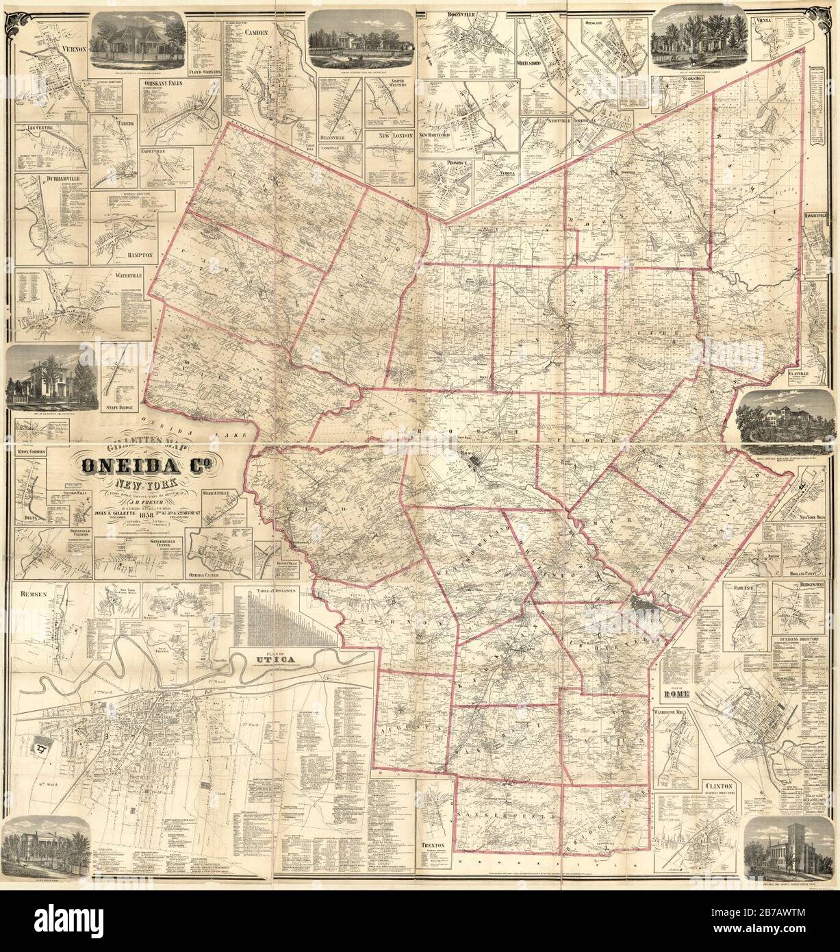 Gillette's map of Oneida Co., New York - from actual surveys Stock ...