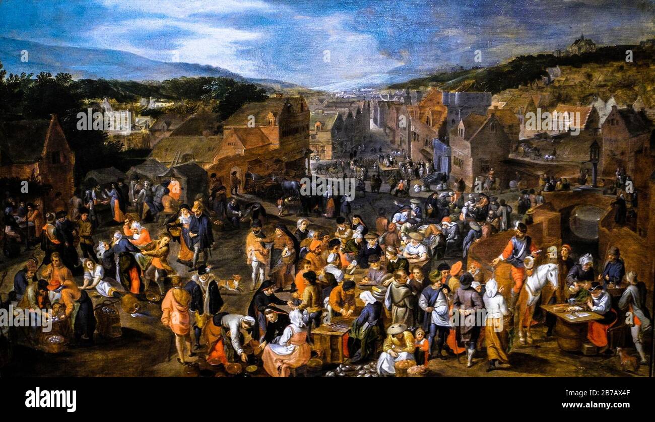 Gillis Mostaert - Market Scene on the Village Square Stock Photo - Alamy