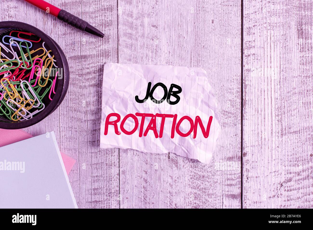 Text sign showing Job Rotation. Business photo text the practice of ...