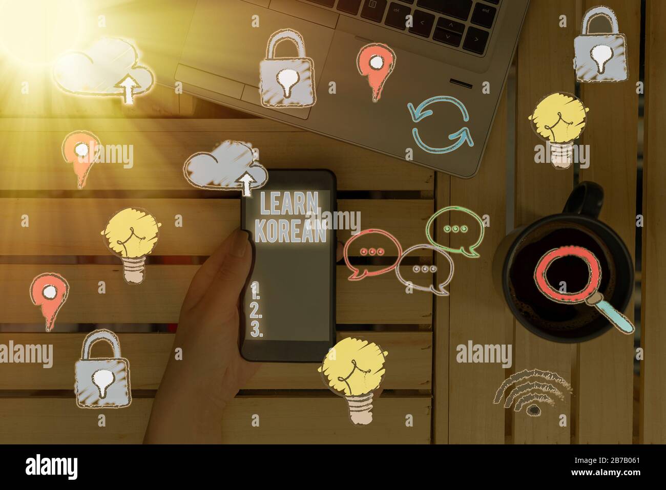 Conceptual hand writing showing Learn Korean. Concept meaning get ...