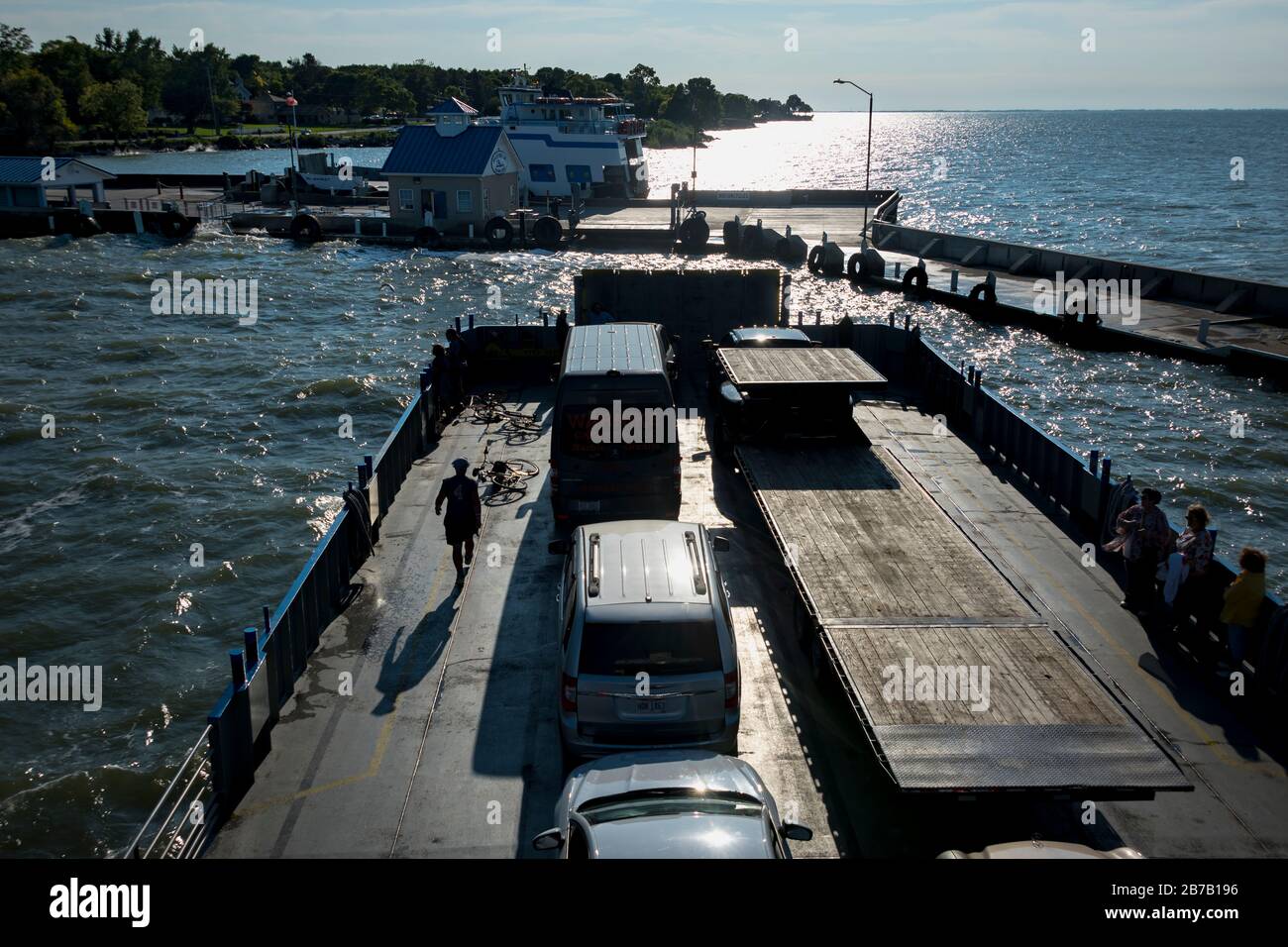 Catawba Island Ferry docking at Ohio dock on Lake Erie Stock Photo - Alamy