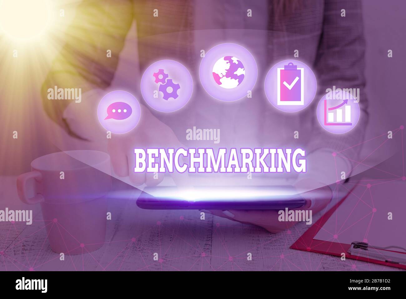 Writing note showing Benchmarking. Business concept for evaluate ...