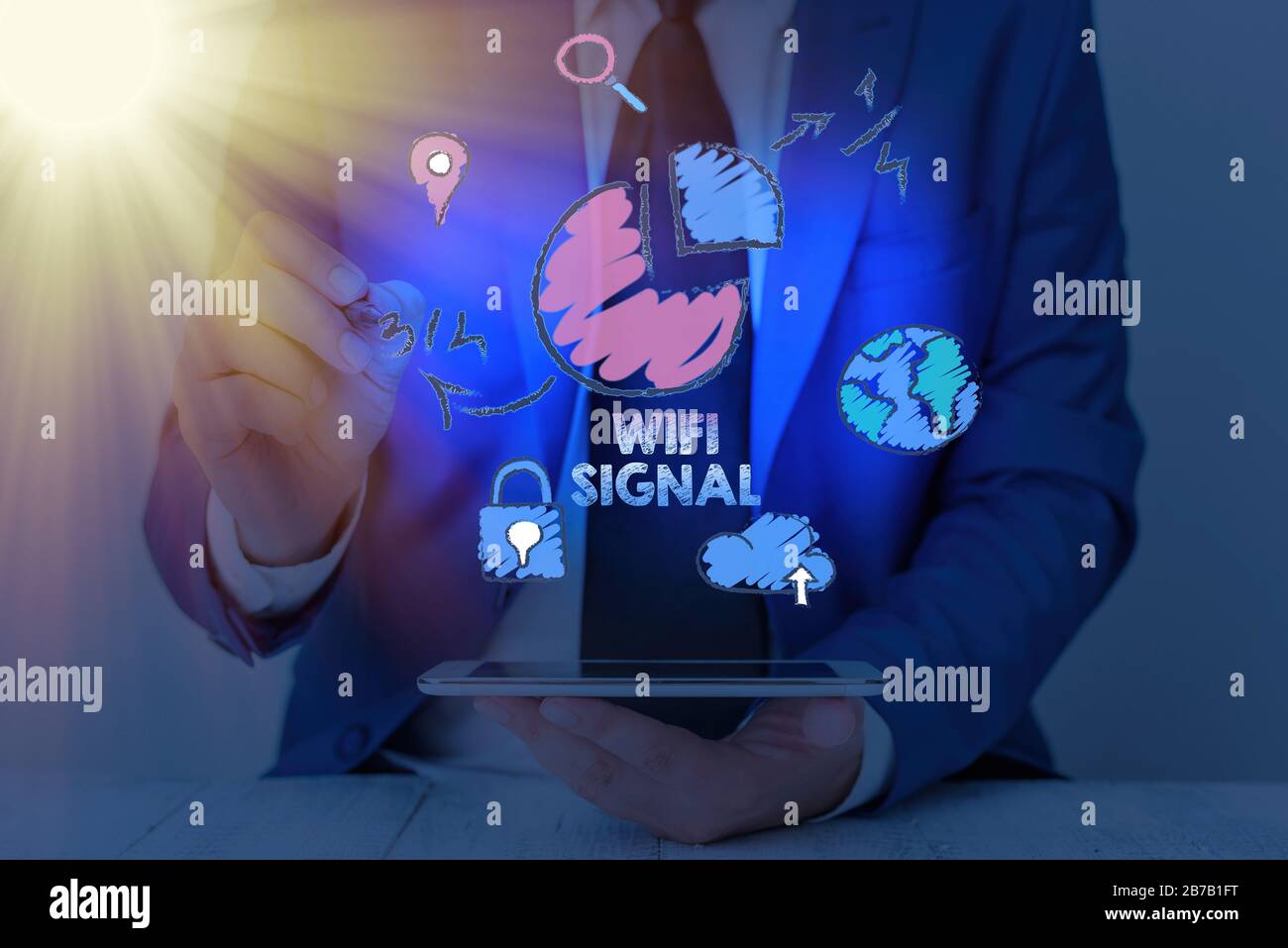 Conceptual hand writing showing Wifi Signal. Concept meaning provide ...