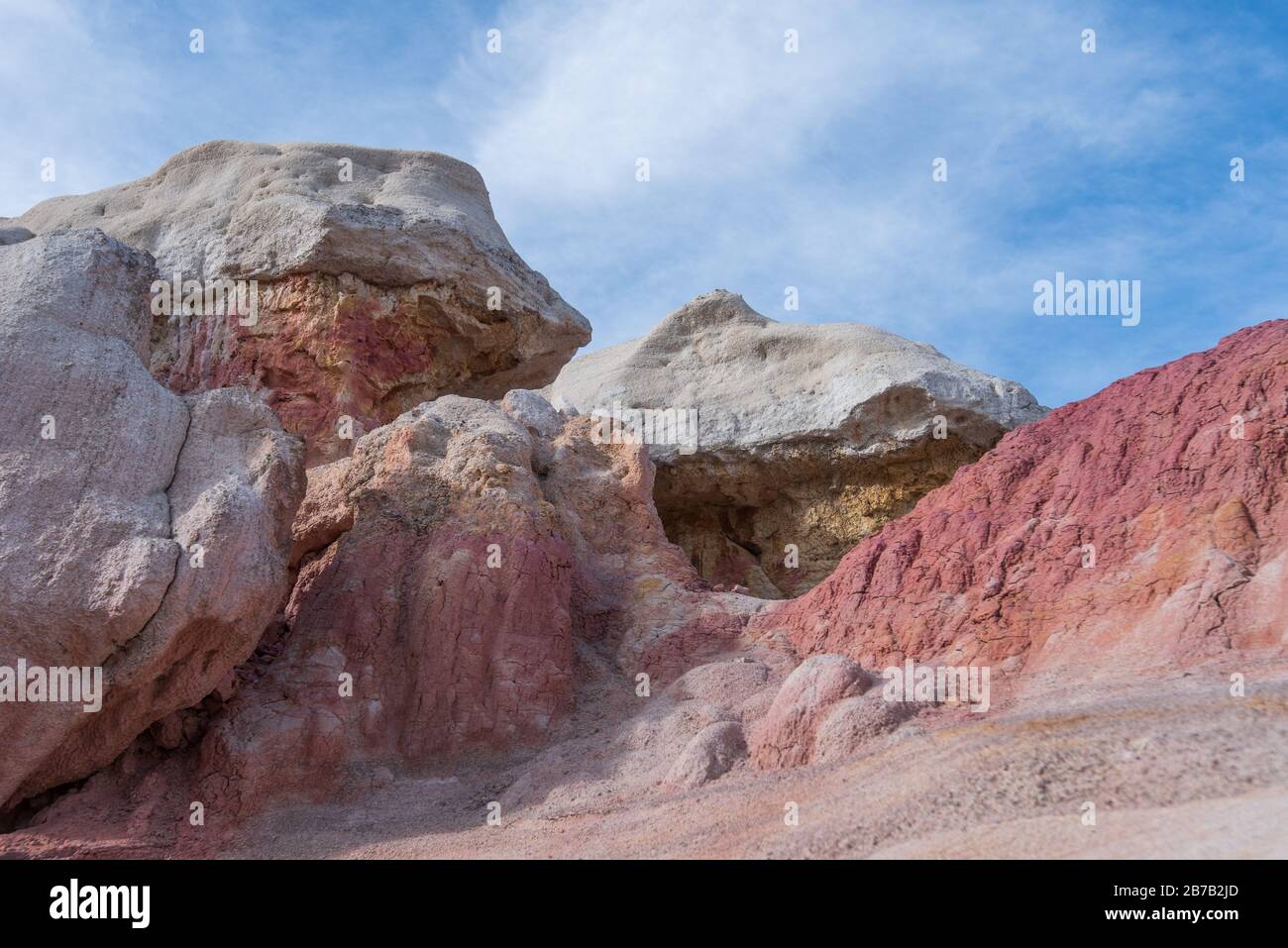 Landscape of colorful rock formations at Interpretive Paint Mines in ...
