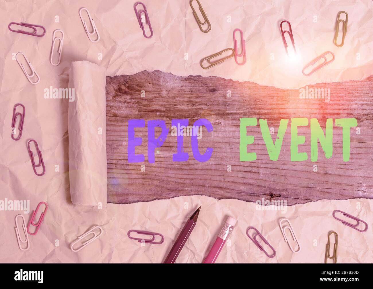 Writing note showing Epic Event. Business concept for pertaining to a ...