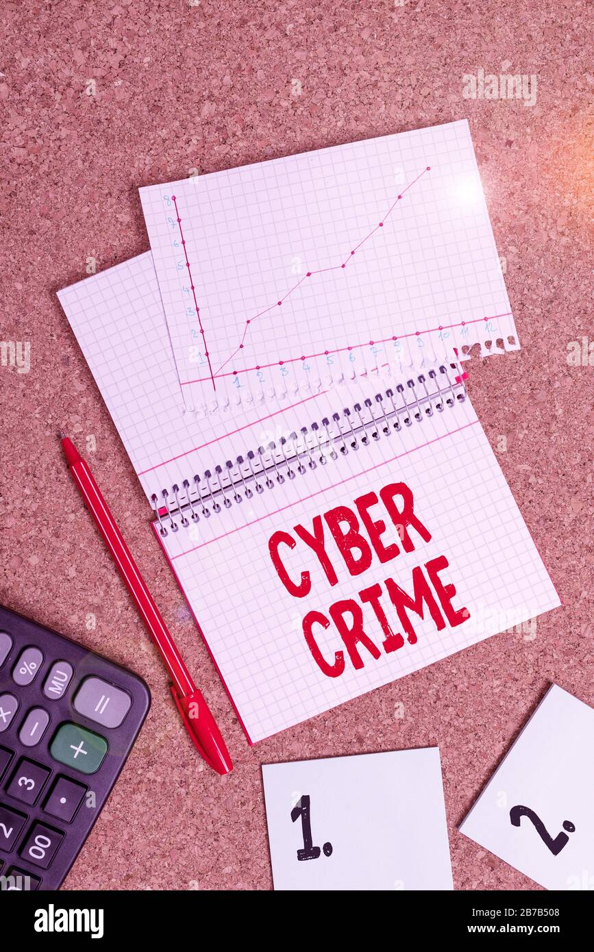Word writing text Cyber Crime. Business photo showcasing kind of ...