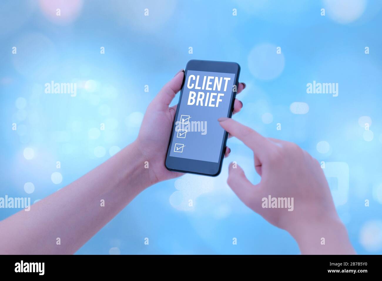 Writing note showing Client Brief. Business concept for information to ...