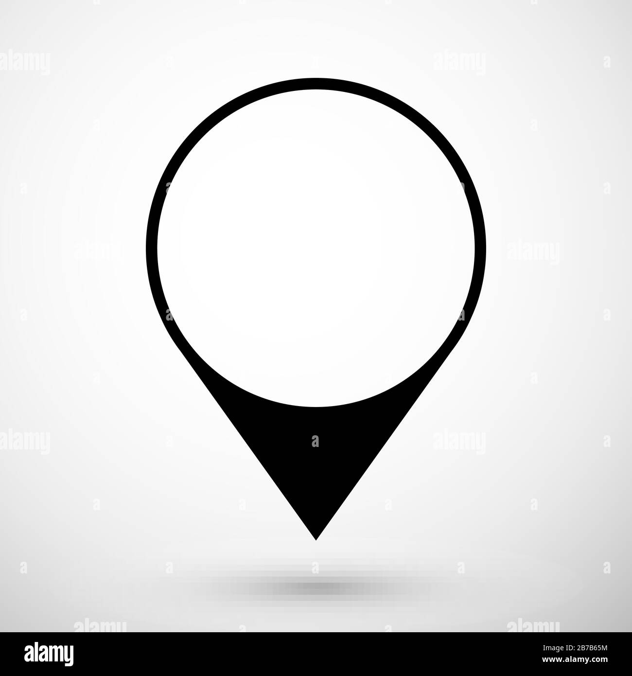 Map pointer icon in flat style with shaddow. Navigator symbol isolated on gray background ...
