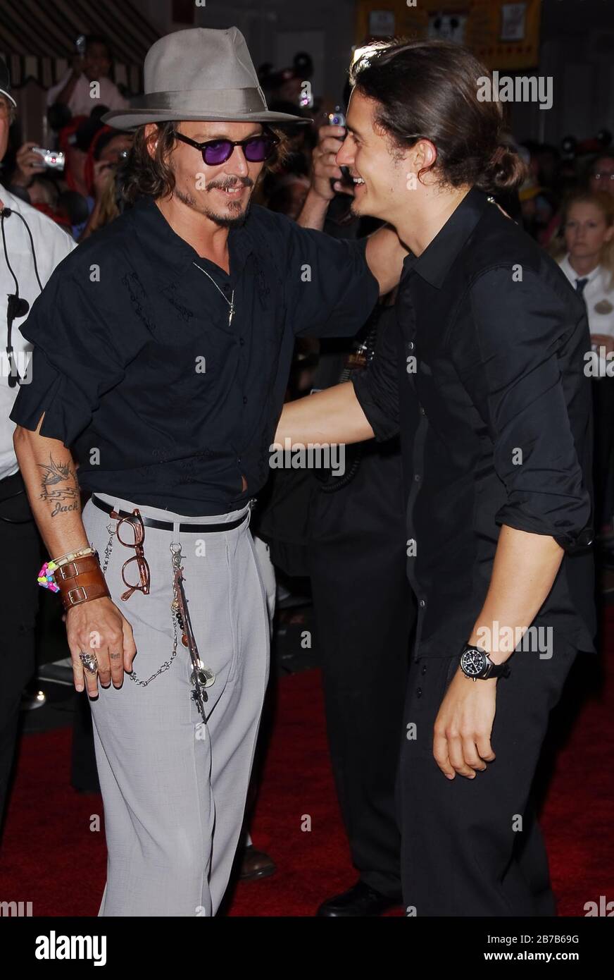 Johnny Depp and Orlando Bloom at the World Premiere of Walt Disney ...