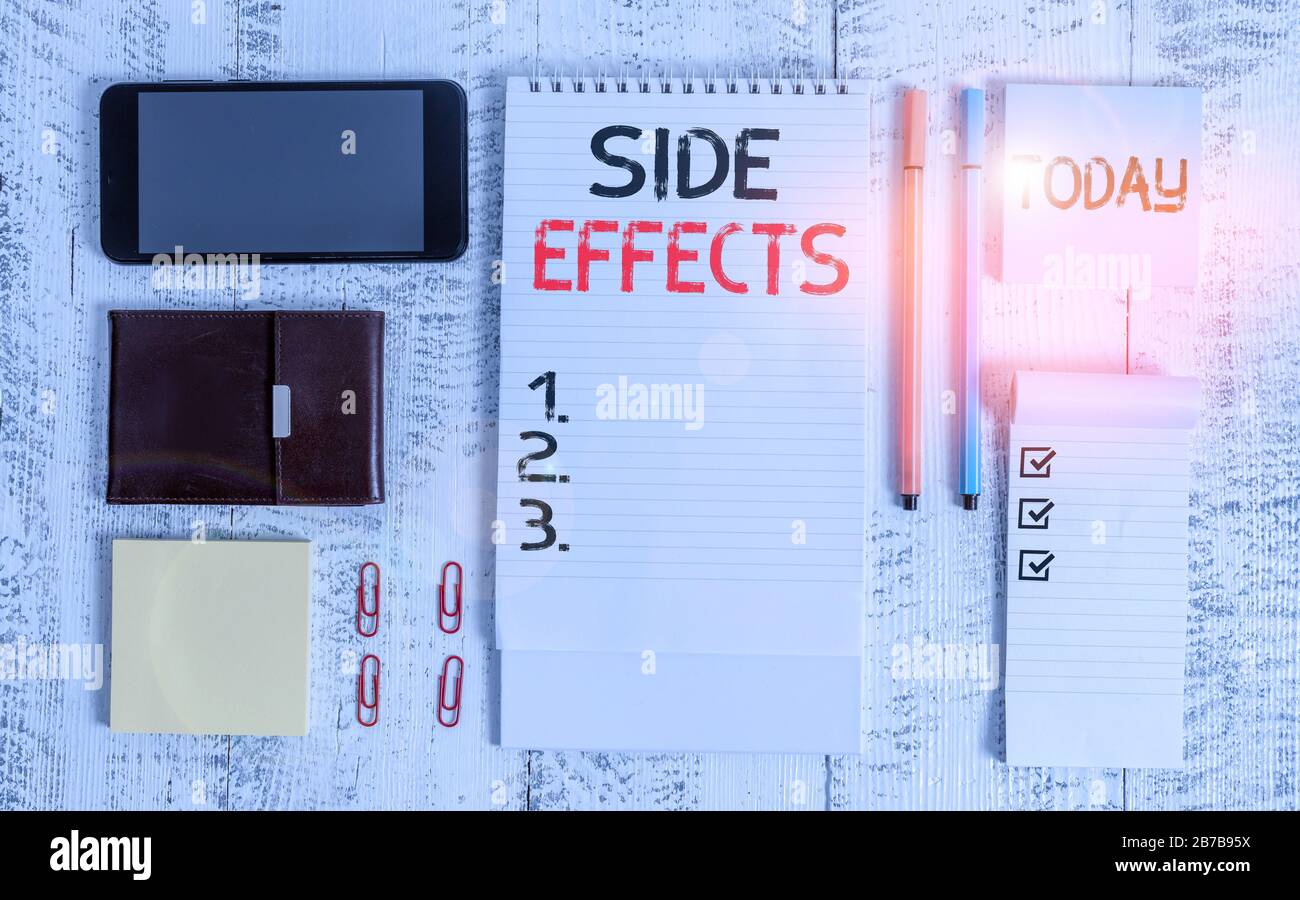 Word writing text Side Effects. Business photo showcasing secondary ...