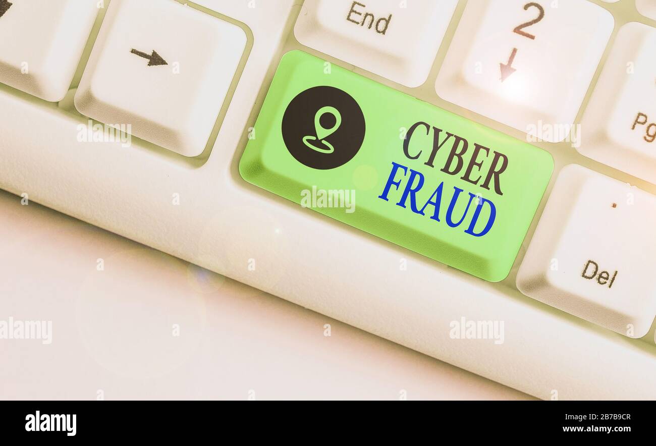 Conceptual hand writing showing Cyber Fraud. Concept meaning any crime ...