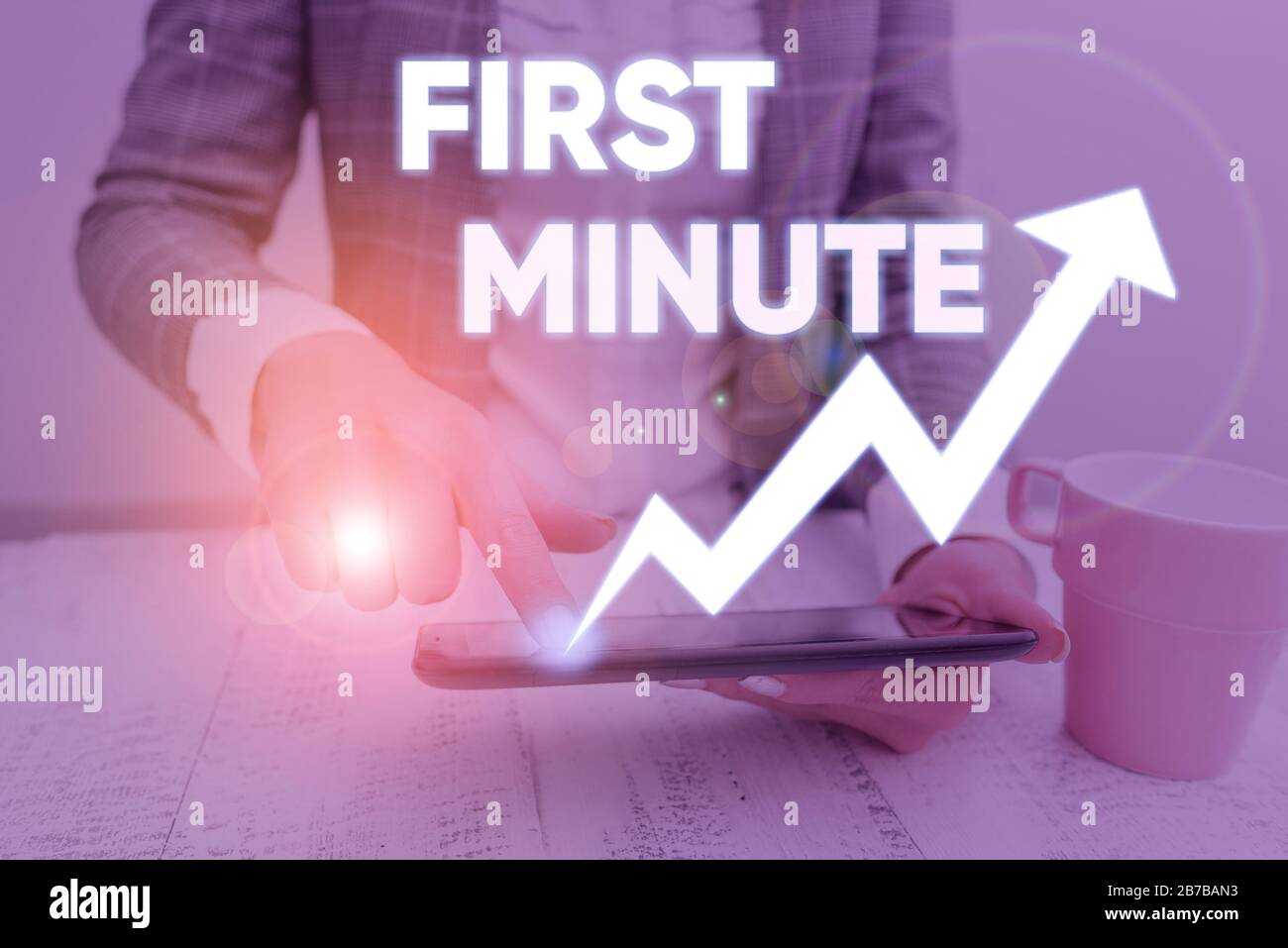 Conceptual hand writing showing First Minute. Concept meaning ...