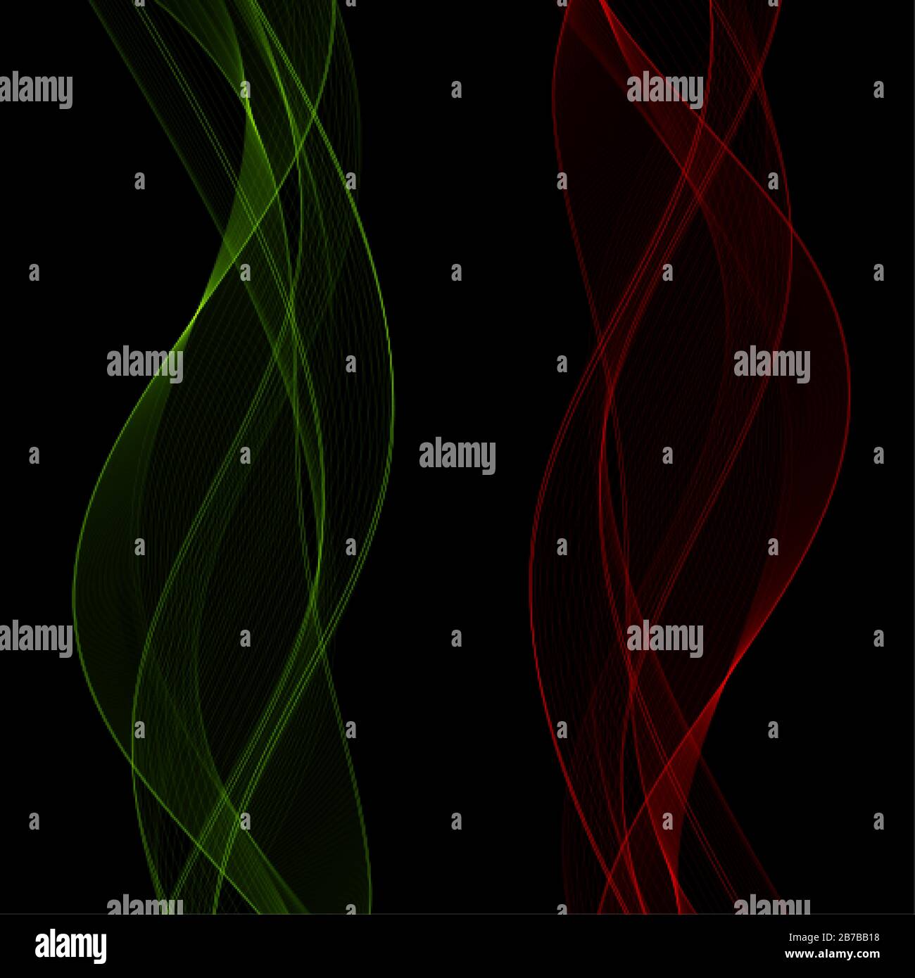 Set of colored neon waves. lines of red and green. banner for ...