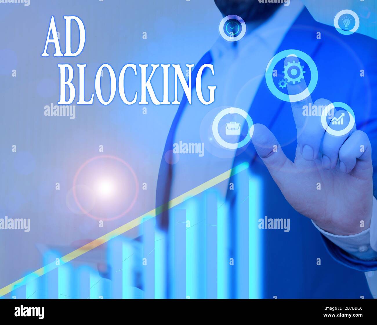 Text sign showing Ad Blocking. Business photo showcasing program that ...