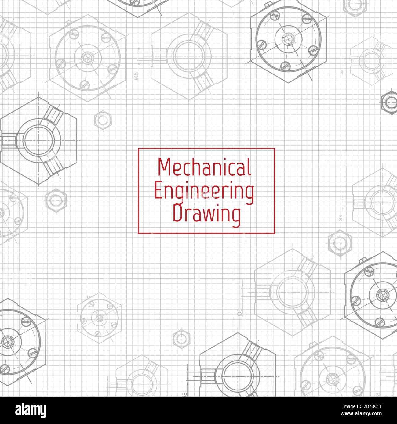 Technical drawing background . Mechanical Engineering drawing. Engine ...