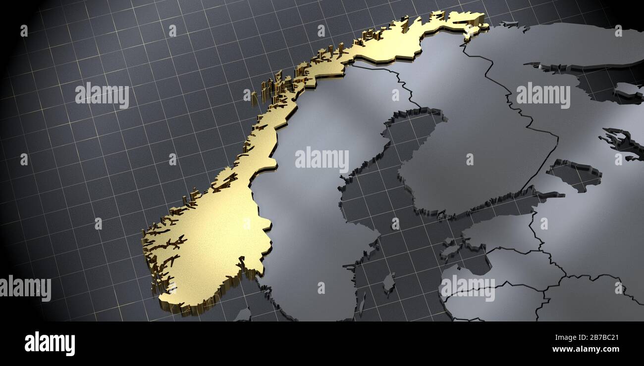 Norway - country shape - 3D illustration Stock Photo - Alamy