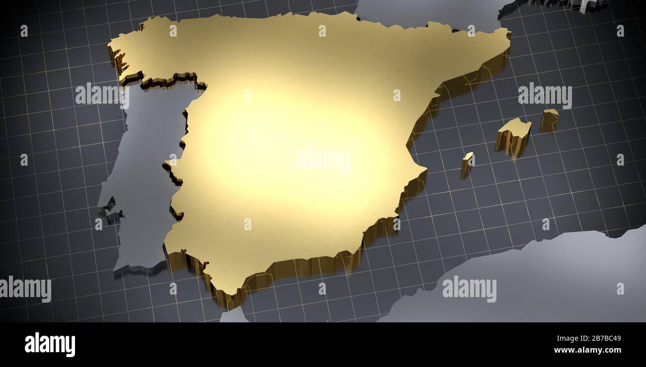 Spain - country shape - 3D illustration Stock Photo - Alamy